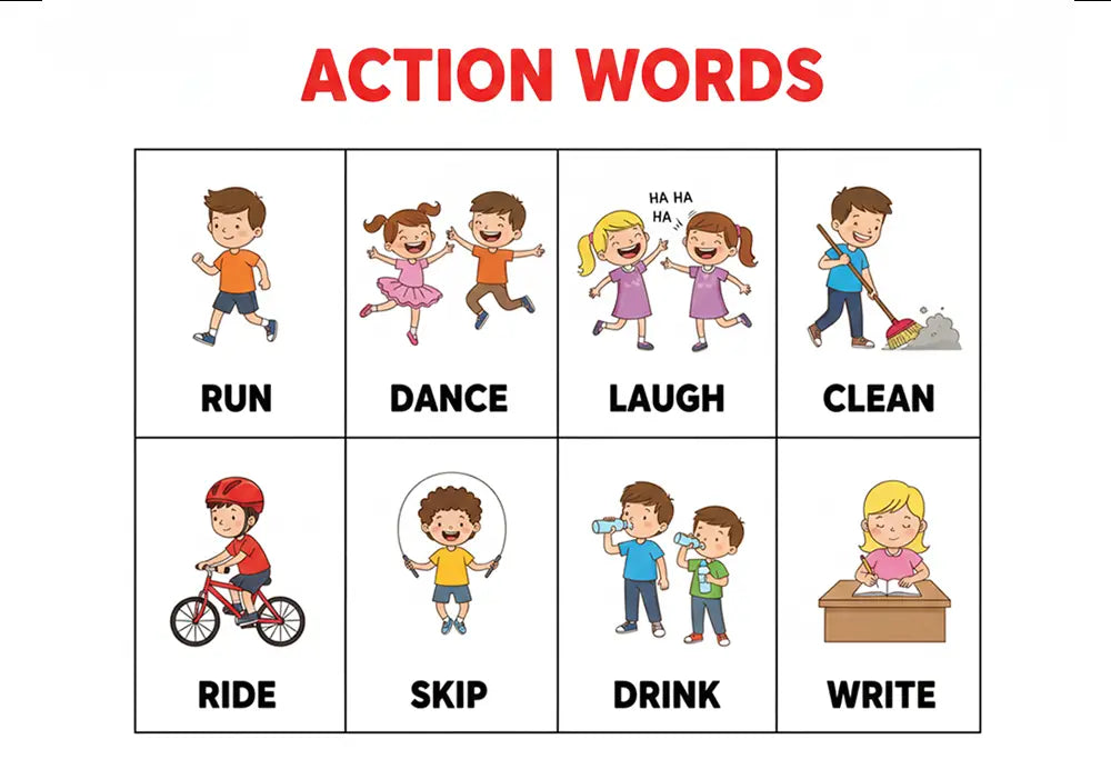 Action Words for Kids – A–Z List with Meanings & Examples – Rollover ...