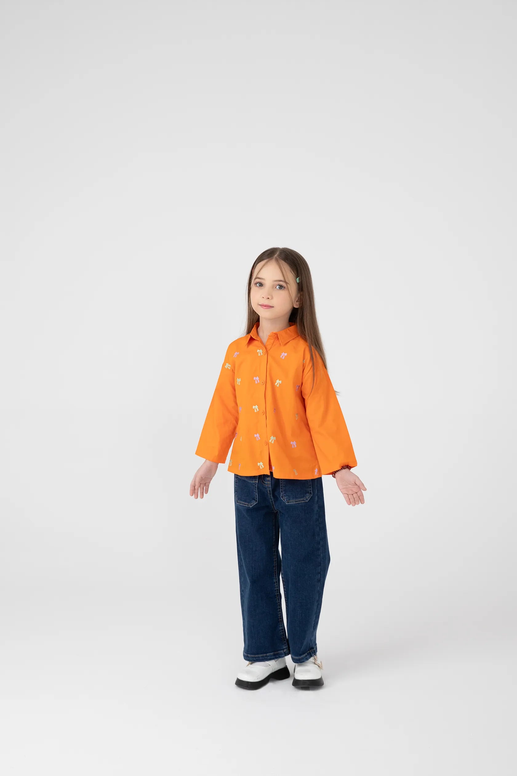 Bow Embroidered Orange Top – Rollover Kids Company