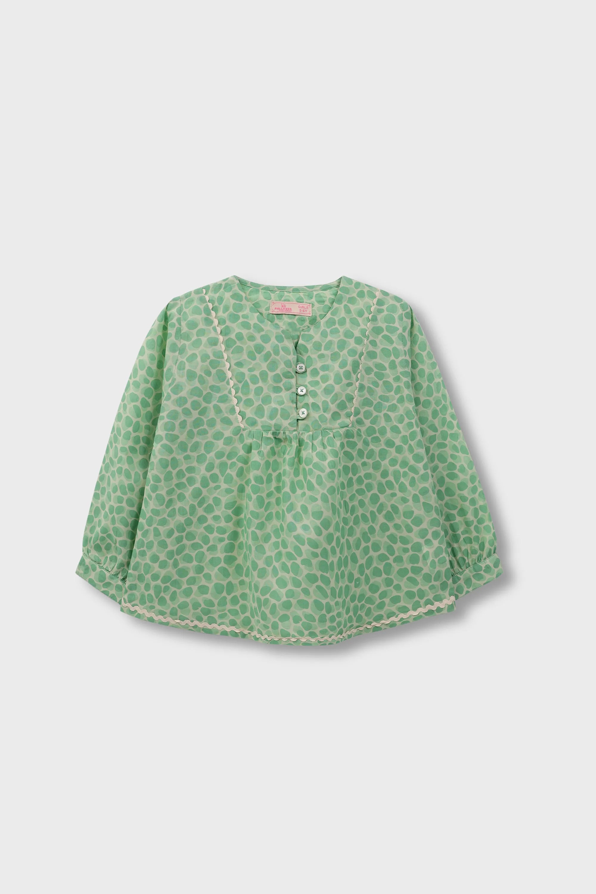 Green Pebble Printed Cotton Top – Rollover Kids Company